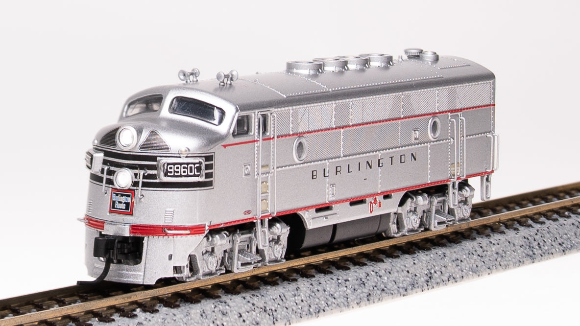 6840 EMD F3A, CBQ 9960C, Aluminum w/ Black Nose Stripes, Paragon4 Soun