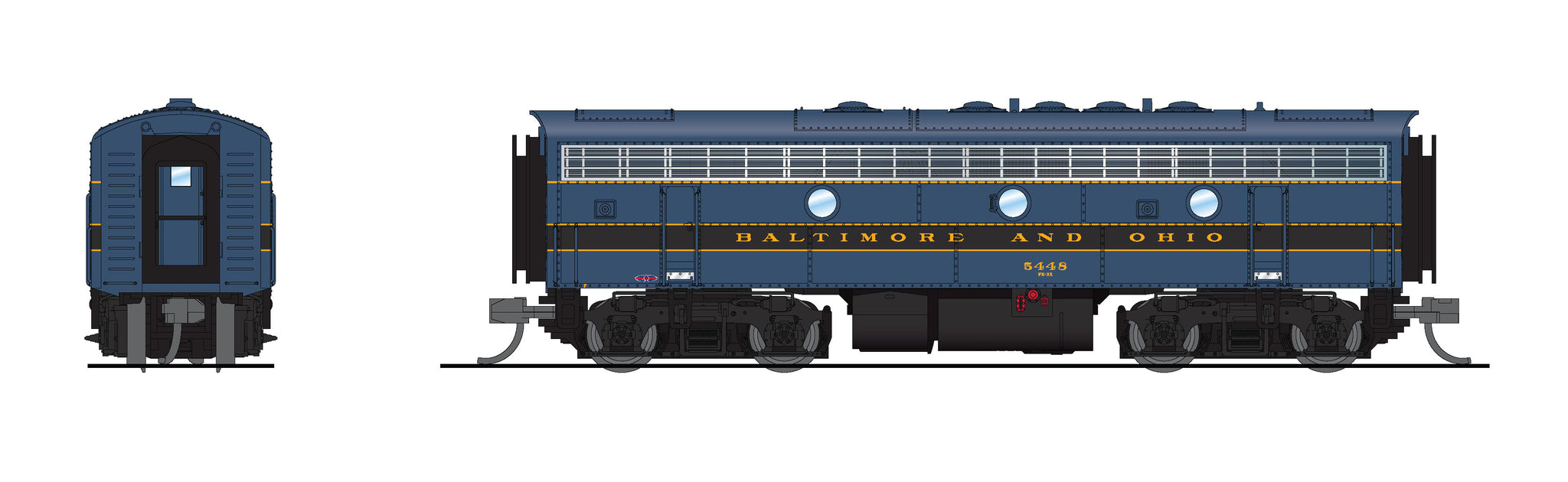 9075 EMD F7B, B&O 5456, Blue/Black/Gold, No-Sound / DCC-Ready, N