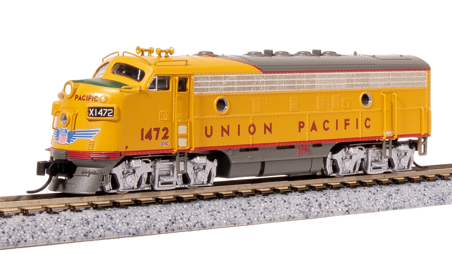7762 EMD F7 AB, UP 1472/1472C, Yellow & Gray, A-unit Paragon4 Sound/DC
