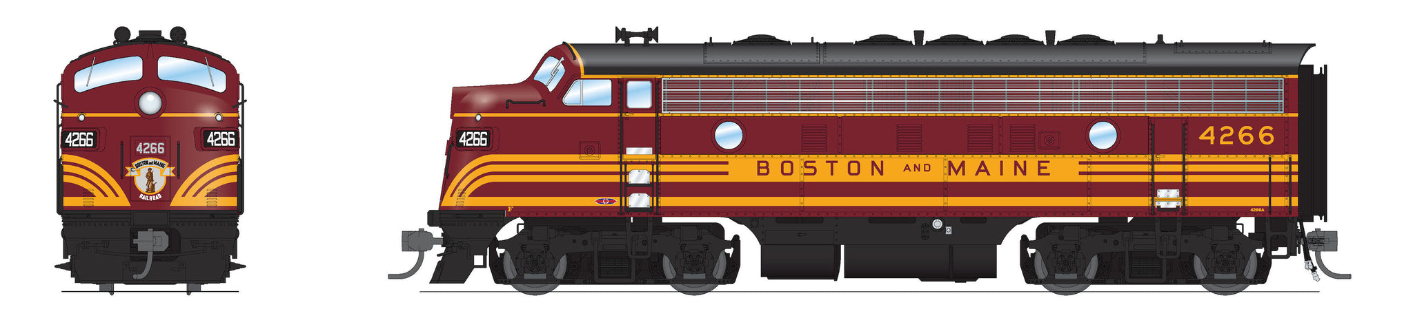 8302 EMD F7 A, B&M 4266, Maroon & Imitation Gold, No-Sound / DCC-Ready