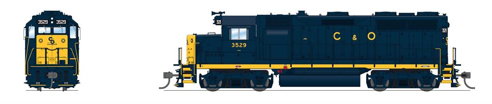 8223 EMD GP35, C&O 3529, "C&O" w/ Yellow Nose, No-Sound / DCC-Ready, H
