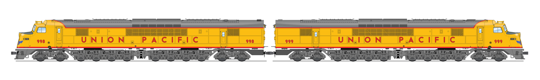 2548 Baldwin Centipede A-A Set, UP #998/999, Yellow & Gray, both units