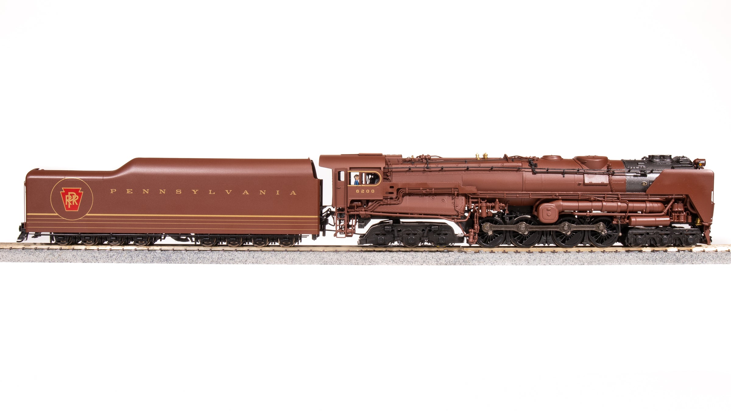 6188 PRR S2 6-8-6 Turbine #6200, Tuscan Red w/ 5-Stripes, w/ Large Smo