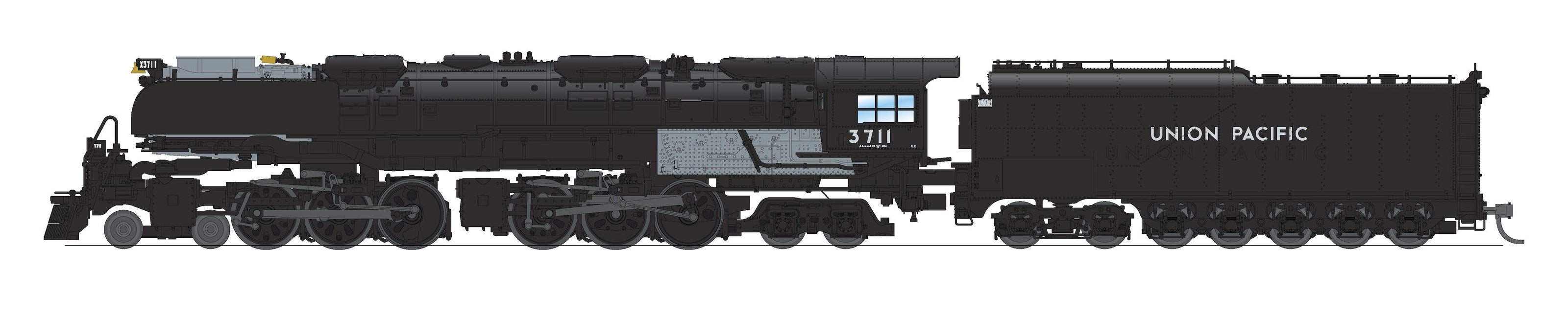 6982 UP Challenger 4-6-6-4, #3711, Black & Graphite, Oil Tender, w/ wi