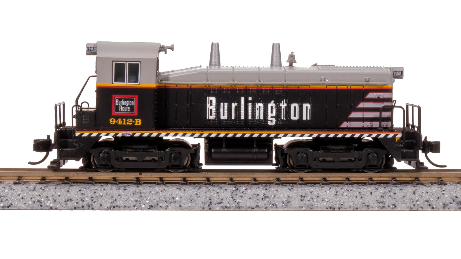 7487 EMD NW2, CBQ 9412B, "Burlington" billboard, Paragon4 Sound/DC/DCC