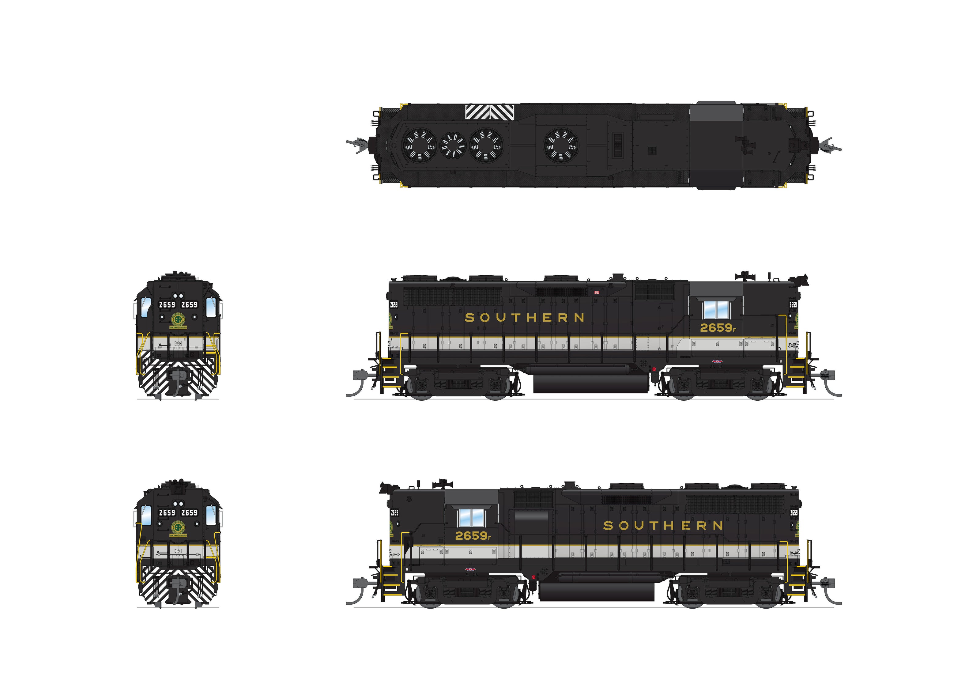 7545 EMD GP35, SOU 2681, Tuxedo Scheme, Paragon4 Sound/DC/DCC, HO