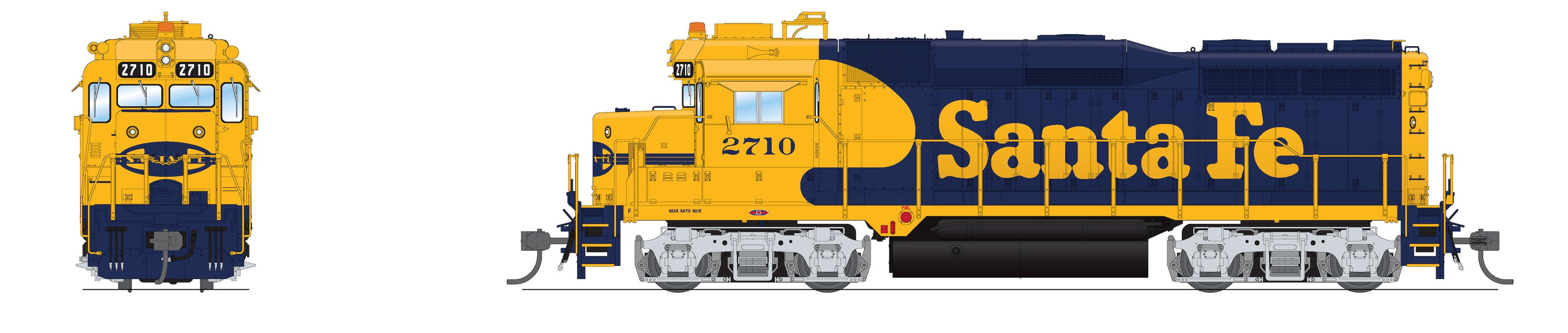 7560 EMD GP30, ATSF 2710, Blue Warbonnet, Paragon4 Sound/DC/DCC, HO (G