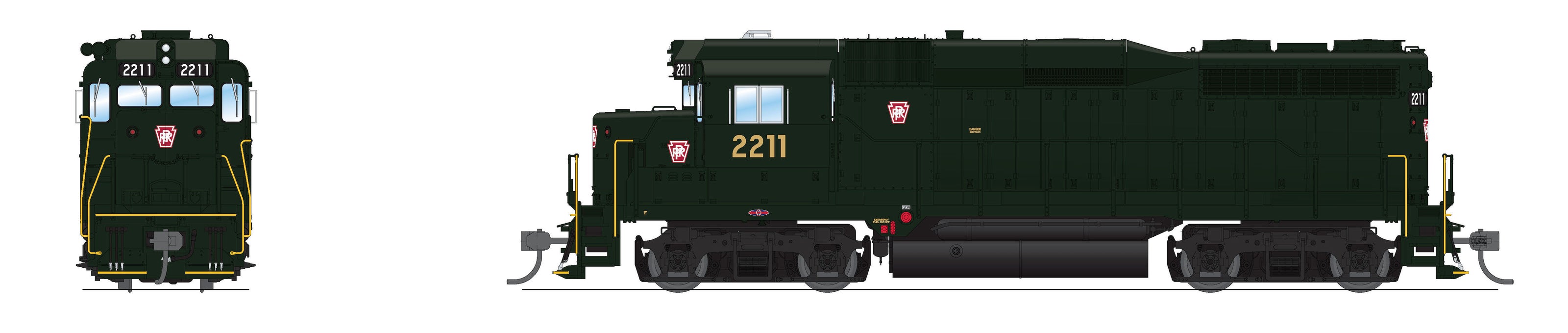 7574 EMD GP30, PRR 2211, w/ Red Keystone, Paragon4 Sound/DC/DCC, HO