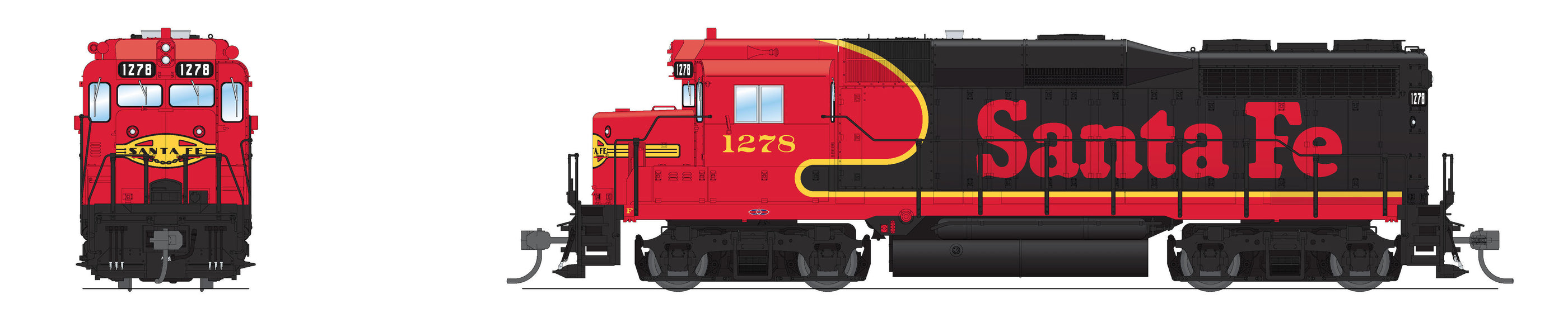 7585 EMD GP30, ATSF 1283, Black Bonnet Fantasy Scheme, Paragon4 Sound/