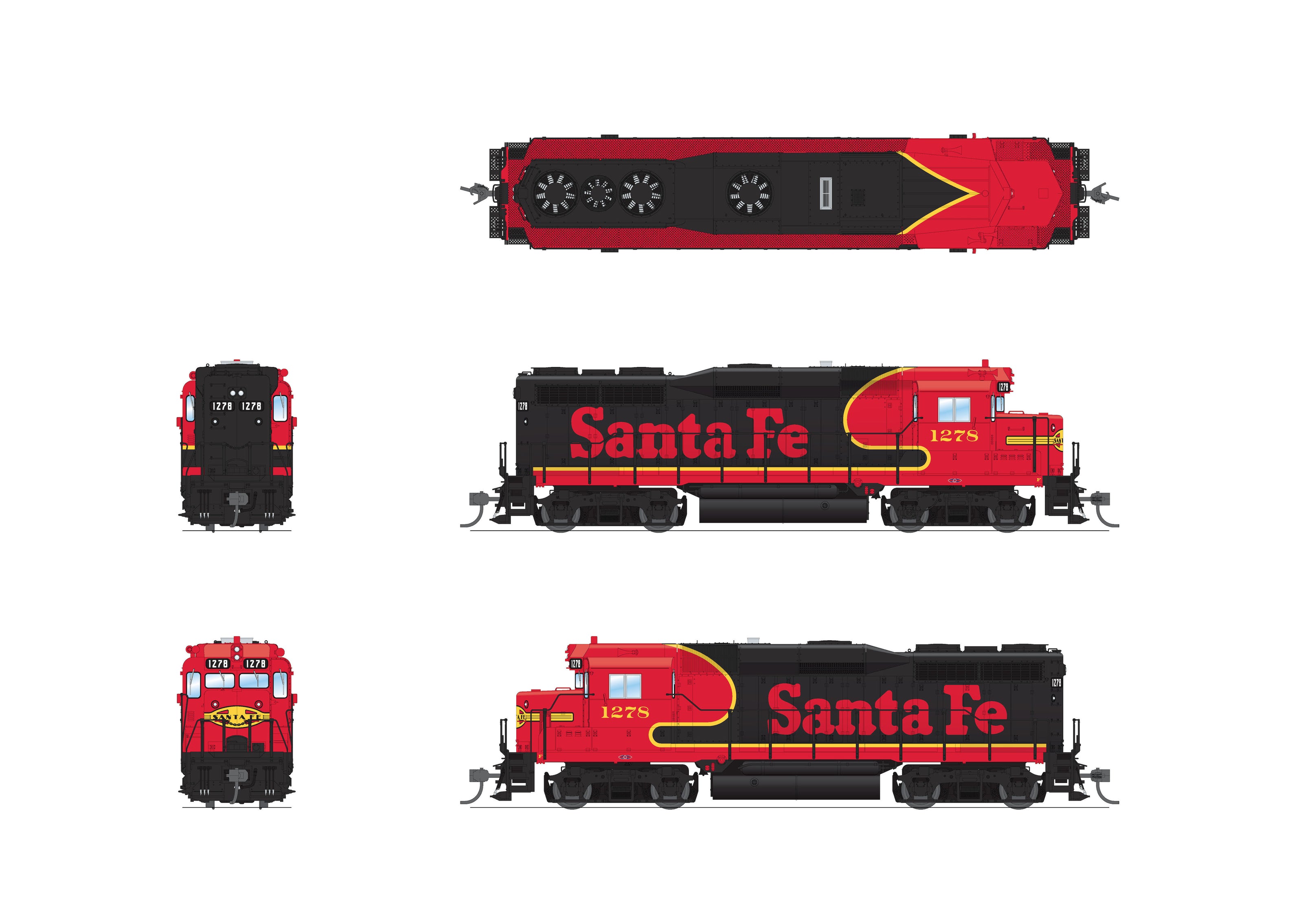 7585 EMD GP30, ATSF 1283, Black Bonnet Fantasy Scheme, Paragon4 Sound/