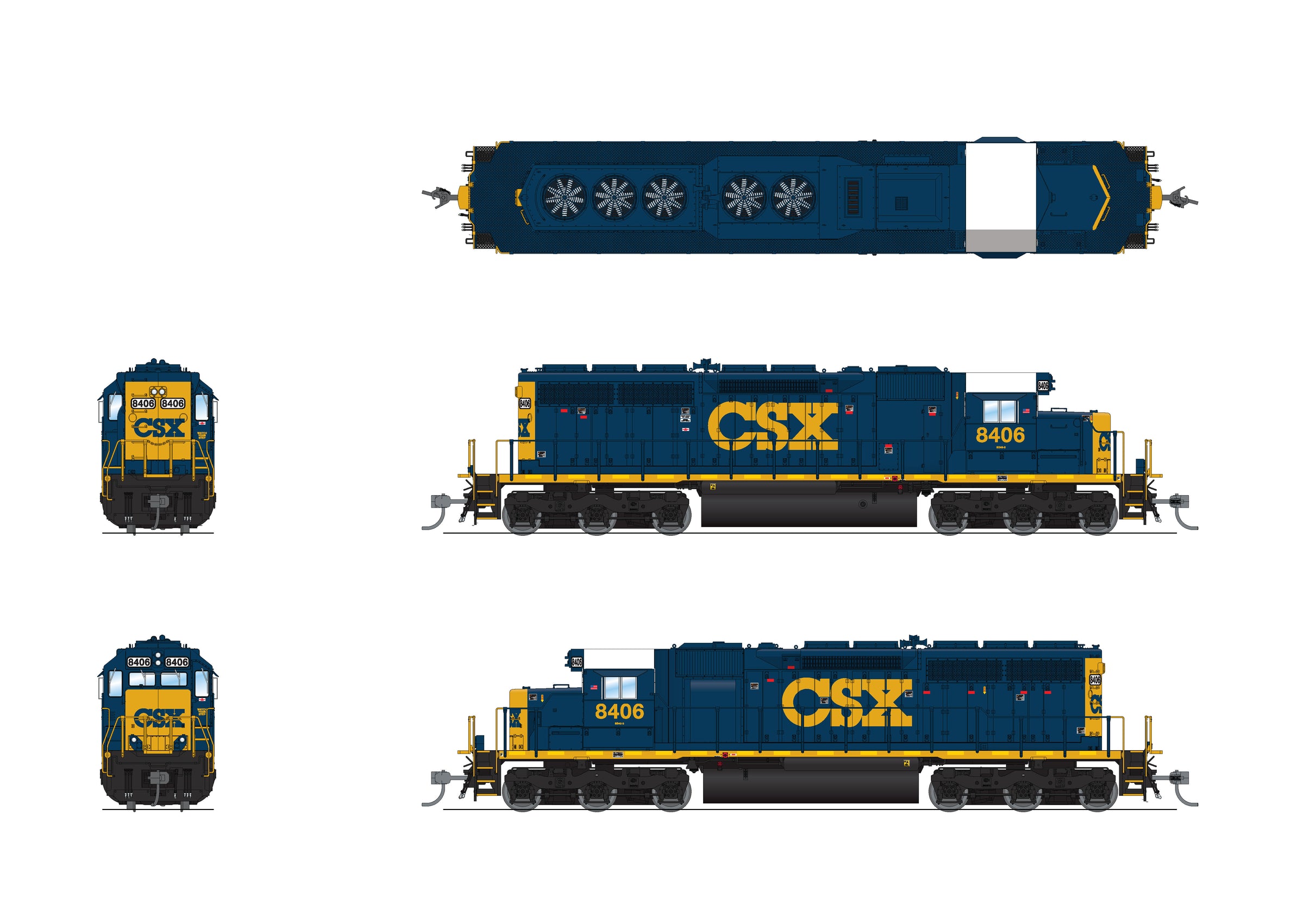 7640 EMD SD40, CSX 8406, YN3 Scheme, Paragon4 Sound/DC/DCC, HO