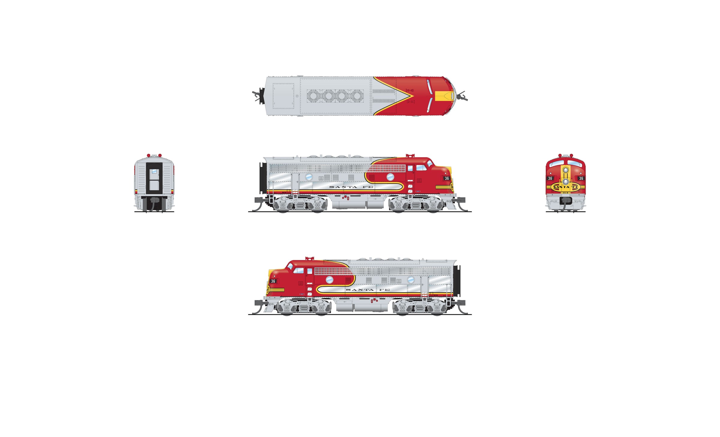 9054 EMD F3A, ATSF 36C, Warbonnet, No-Sound / DCC-Ready, N