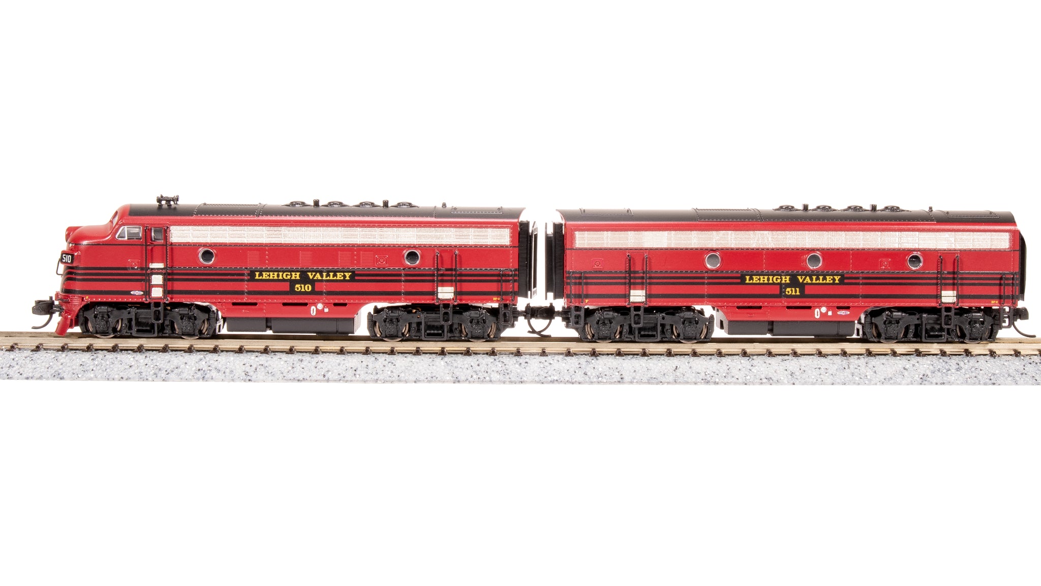 7722 EMD F3 AB, LV 510/511, Cornell Red w/ Black Stripes, A-unit Parag