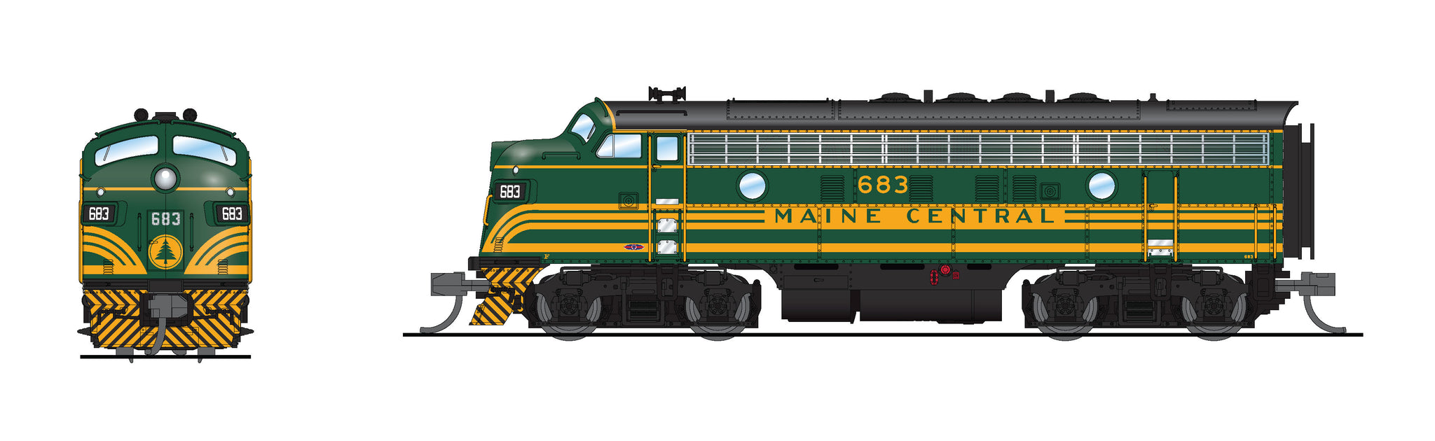 9060 EMD F3A, MEC 683, Green & Gold, No-Sound / DCC-Ready, N