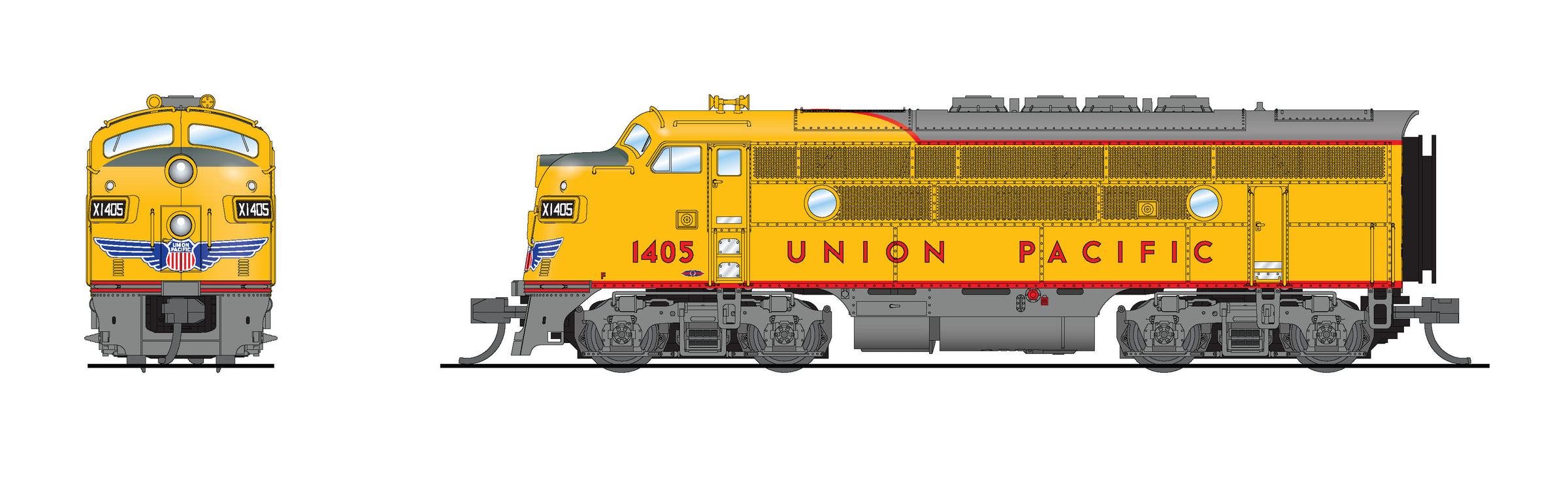9068 EMD F3A, UP 1409, Yellow & Gray, No-Sound / DCC-Ready, N