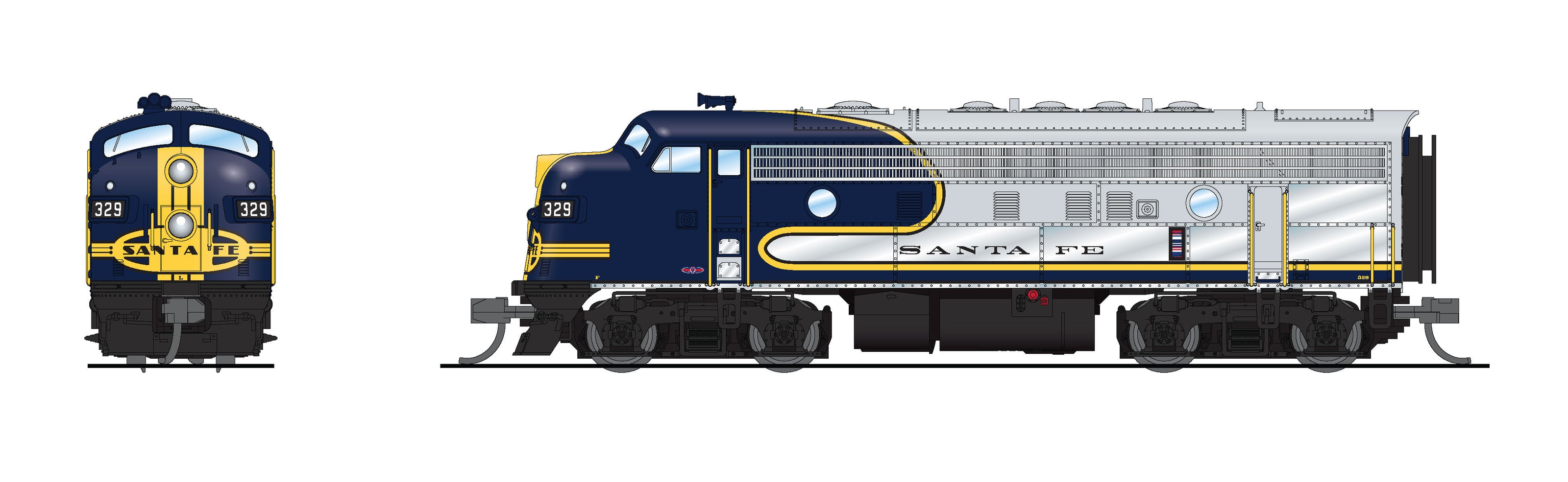 9072 EMD F7A, ATSF 335, Bluebonnet, No-Sound / DCC-Ready, N