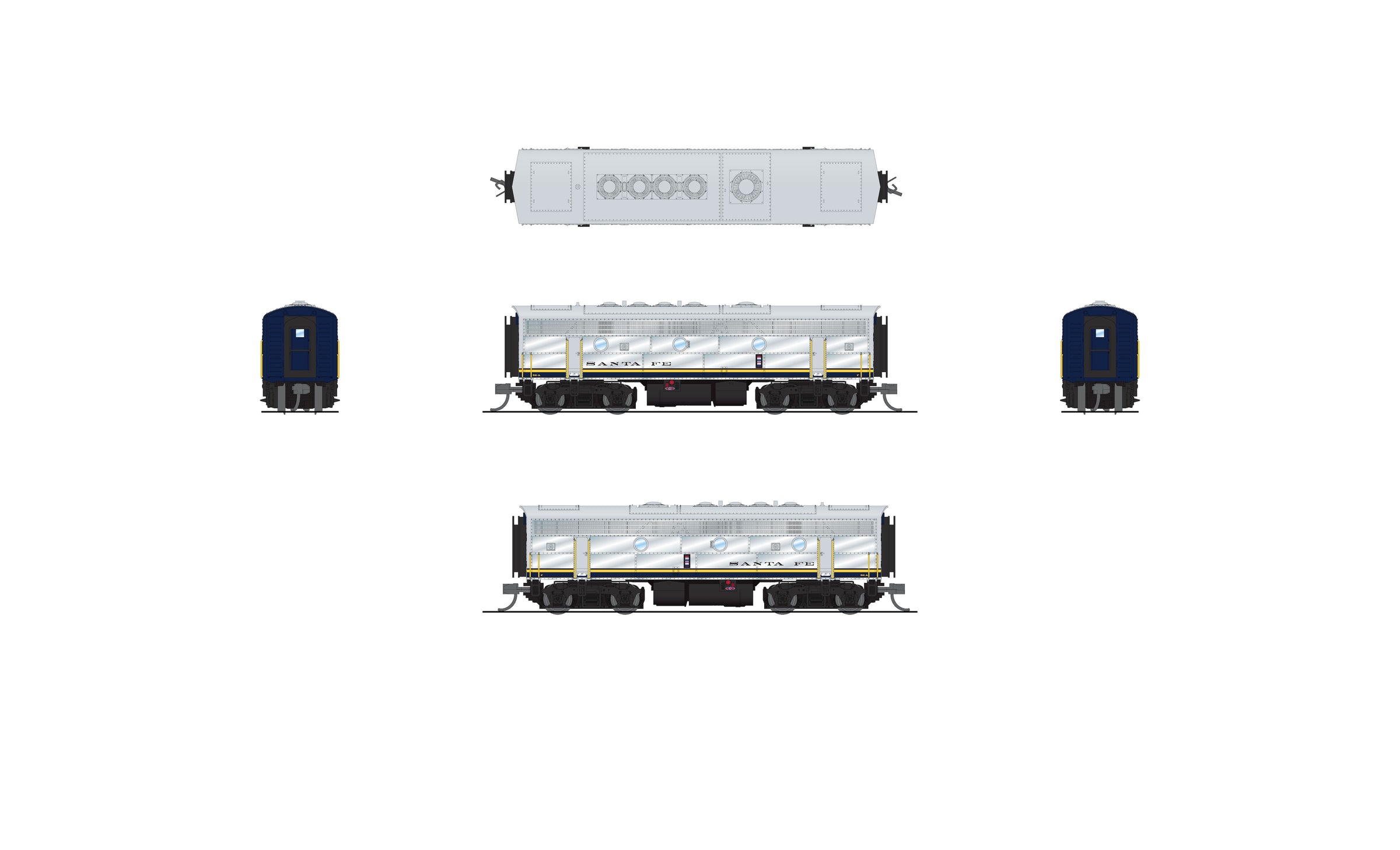 9073 EMD F7B, ATSF 351A, Bluebonnet, No-Sound / DCC-Ready, N