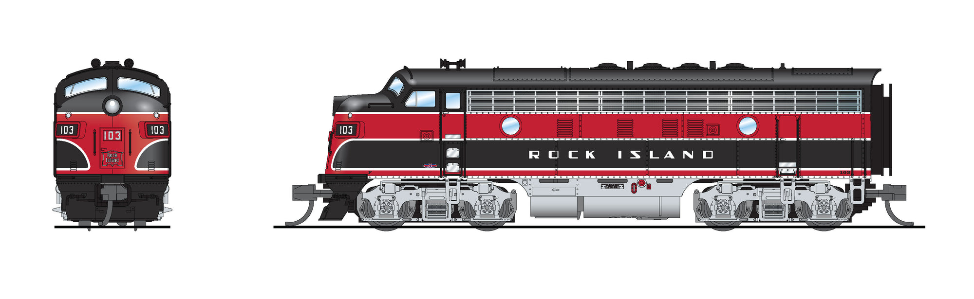 9078 EMD F7A, CRIP 103, Red/Black w/ Aluminum Trucks, No-Sound / DCC-R