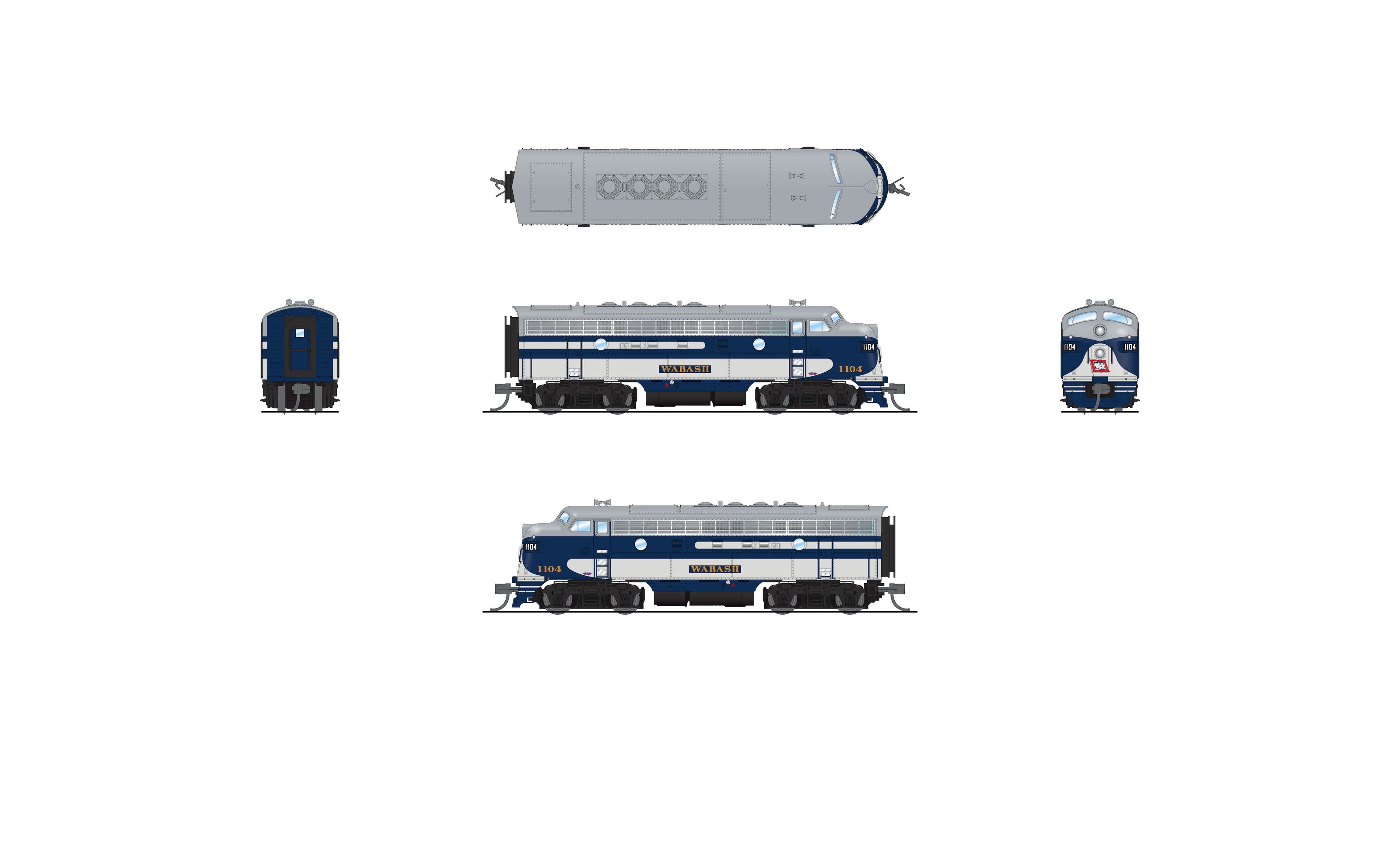 9098 EMD F7A, WAB 1104, As-Delivered, No-Sound / DCC-Ready, N