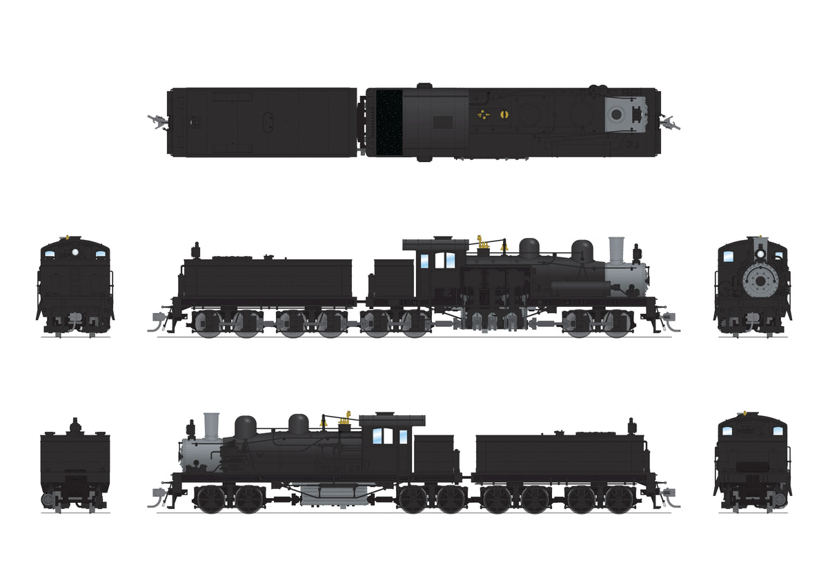 8258 Class D 4-truck Shay, Unlettered, Painted Black, No-Sound / DCC-R