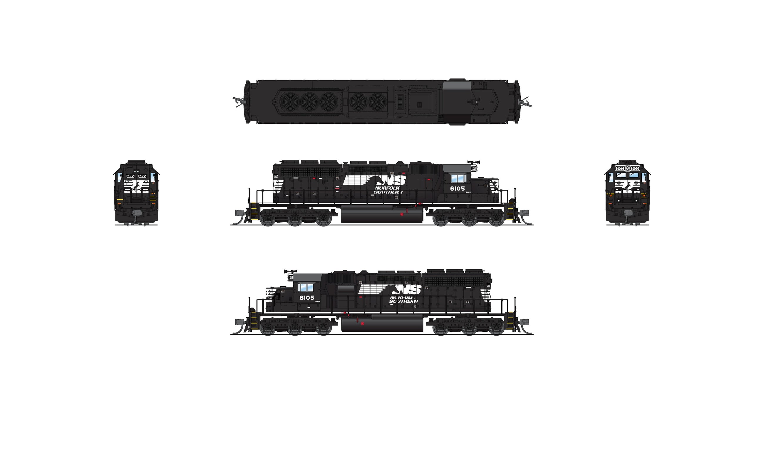 9958 EMD SD40-2, NS 6105, Horsehead Scheme, No-Sound / DCC-Ready, N