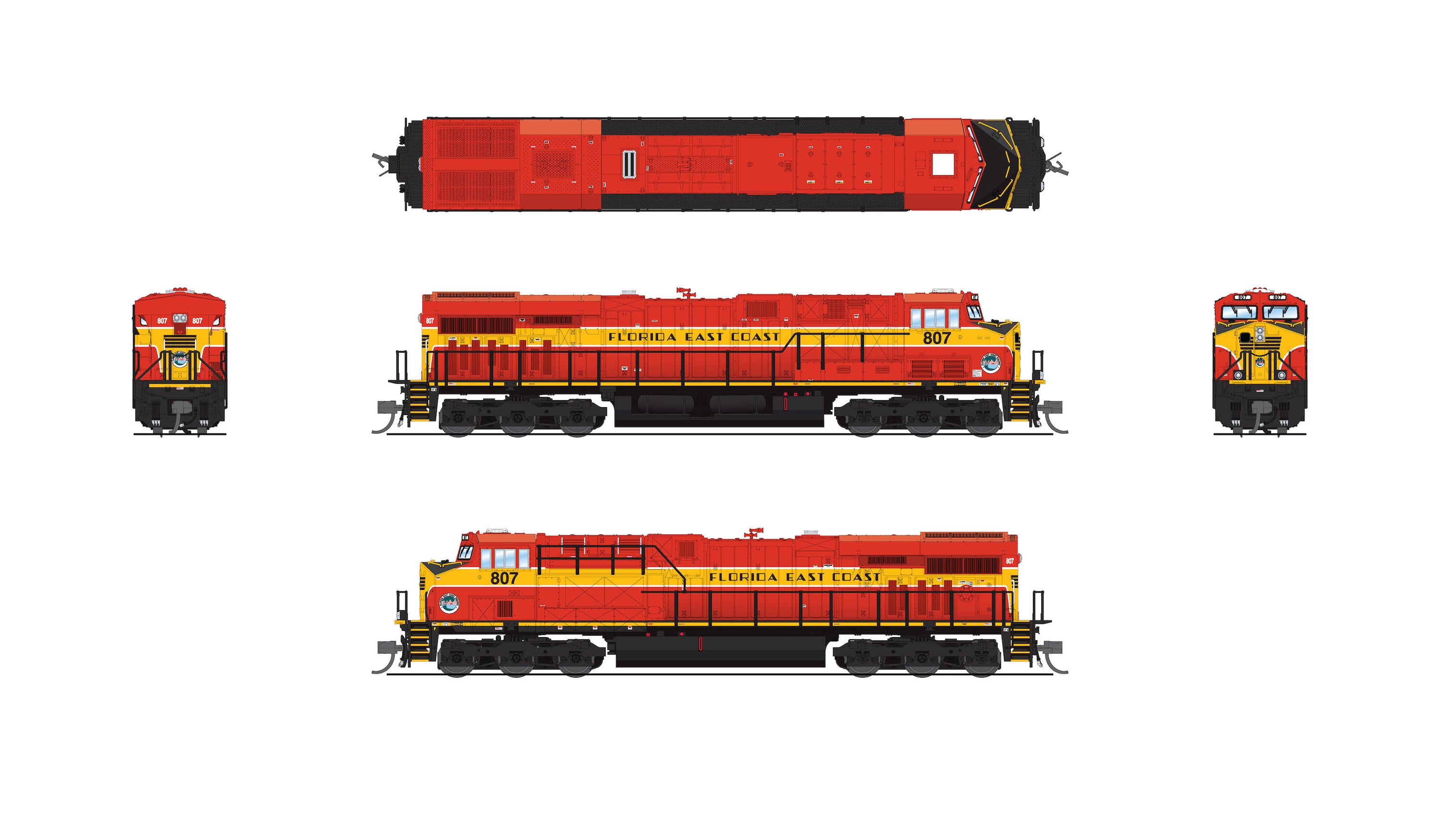 8620 GE ES44AC, FEC 807, Red & Yellow, Paragon4 Sound/DC/DCC, N