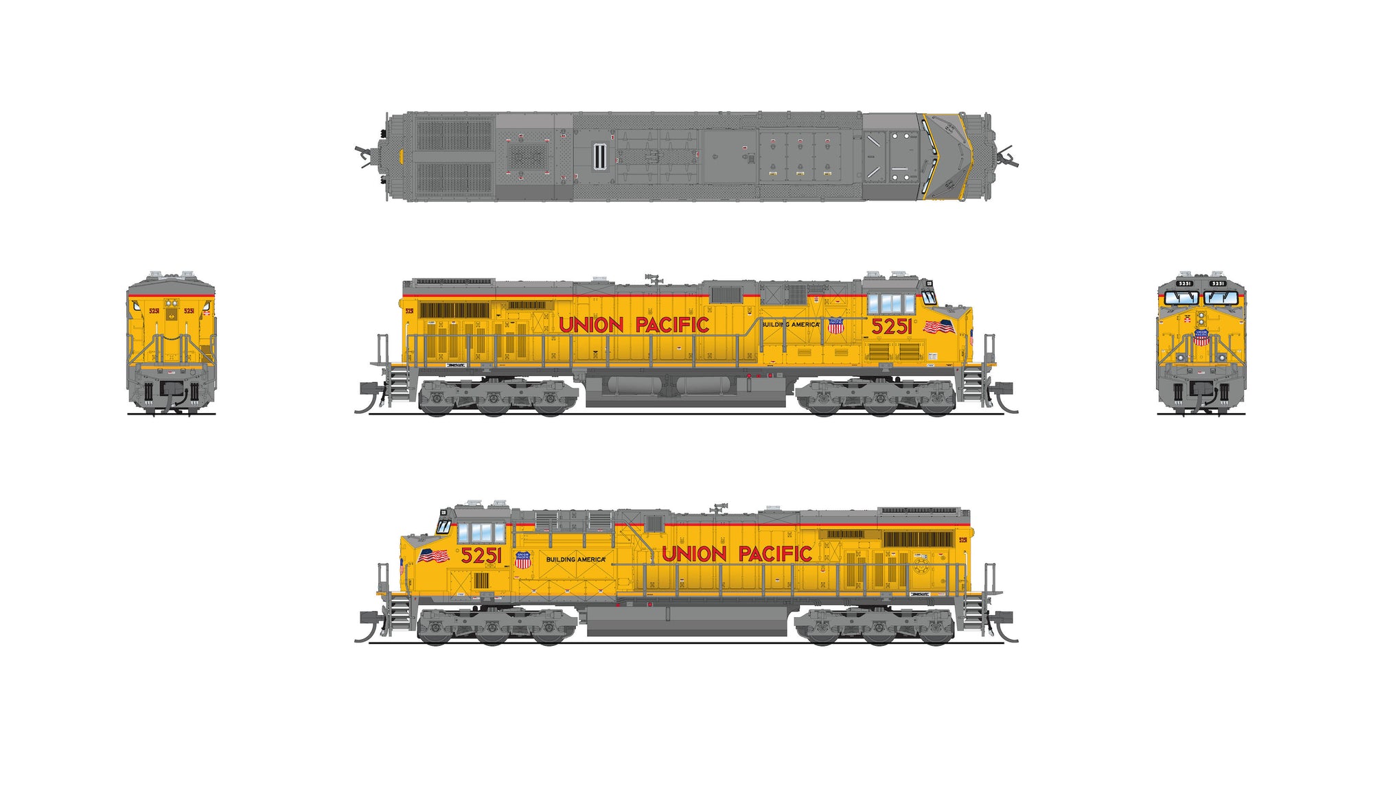 8623 GE ES44AC, UP 5251, Small Flags Scheme, Paragon4 Sound/DC/DCC, N