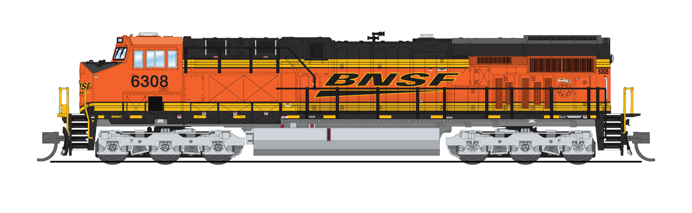 8628 GE ES44AC, BNSF 6308, Swoosh Scheme, No-Sound / DCC-Ready, N