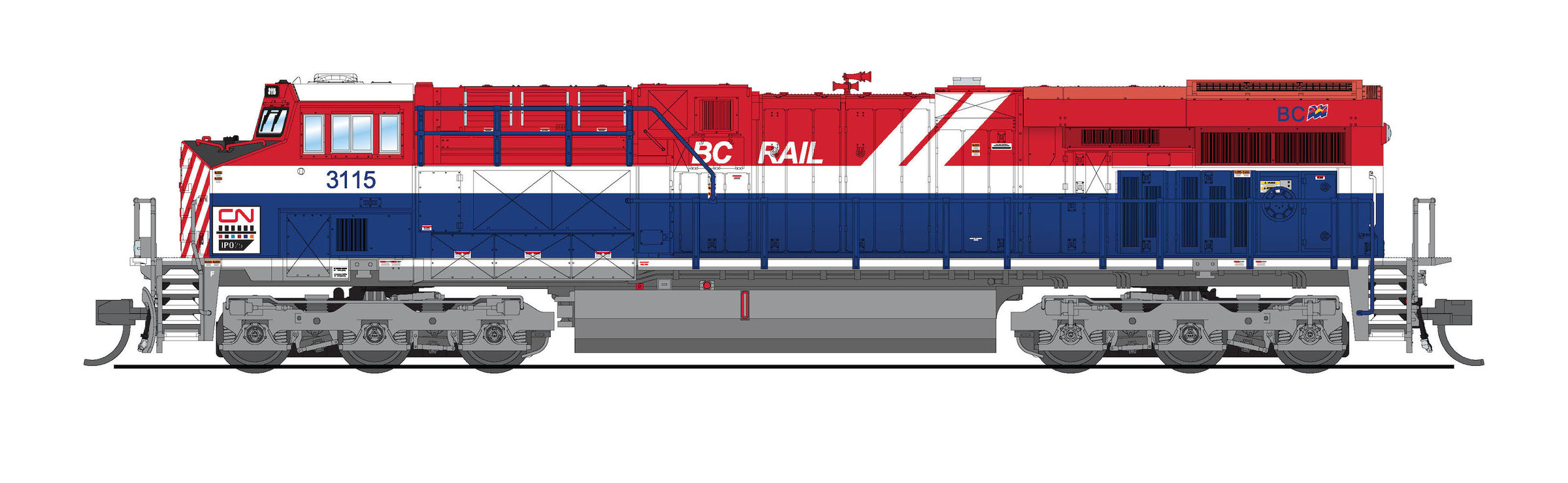 8631 GE ES44AC, CN 3115, BC Rail Heritage Paint, No-Sound / DCC-Ready,