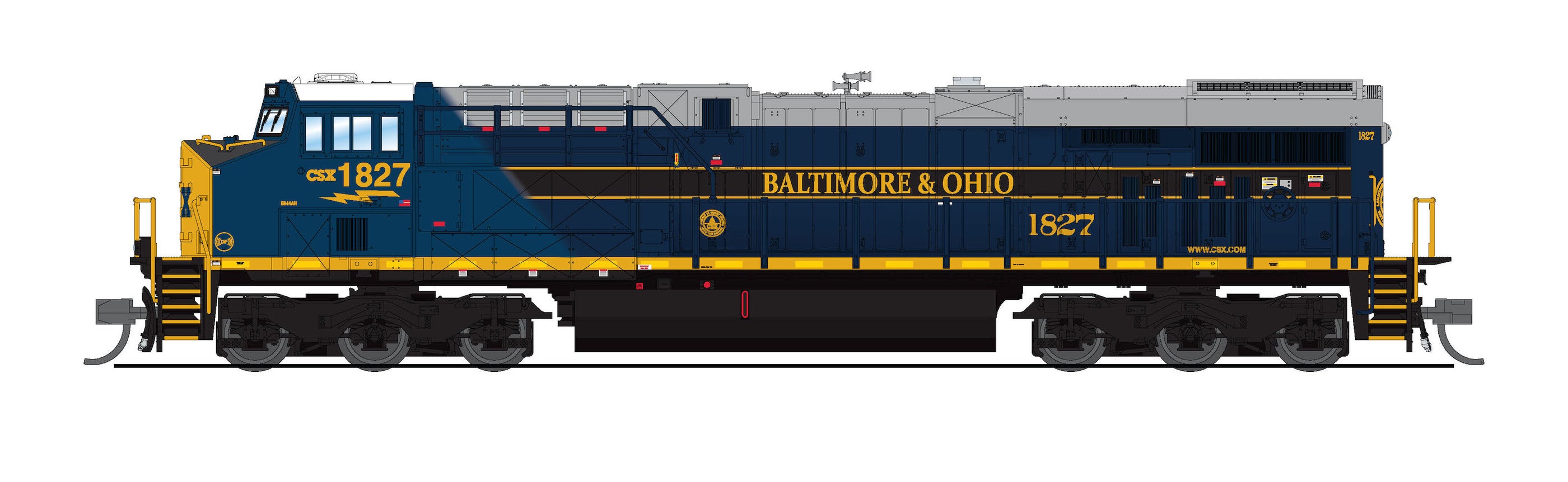 8637 GE ES44AC, CSX 1827, B&O HERITAGE PAINT, No-Sound / DCC-Ready, N