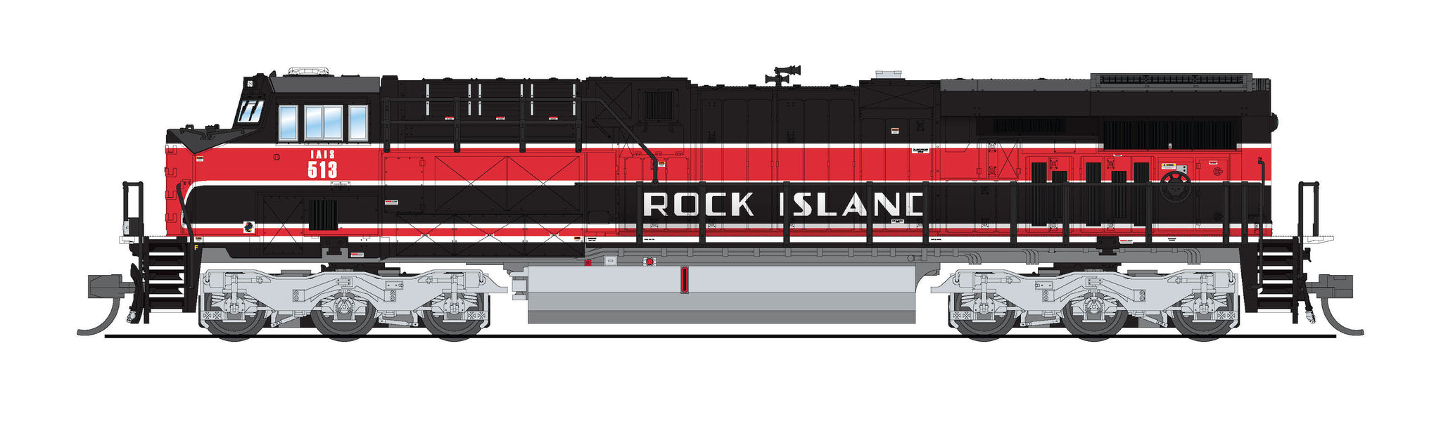 8640 GE ES44AC, IAIS 513, "Rock Island" Black/Red, No-Sound / DCC-Read