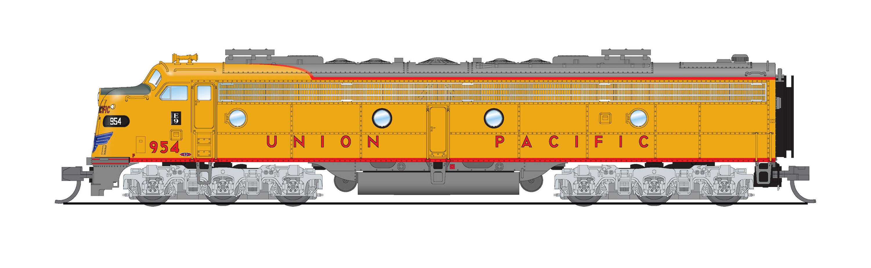 8826 EMD E9 A/B, UP 954 / 962B, Yellow & Gray, A-unit Paragon4 Sound/D