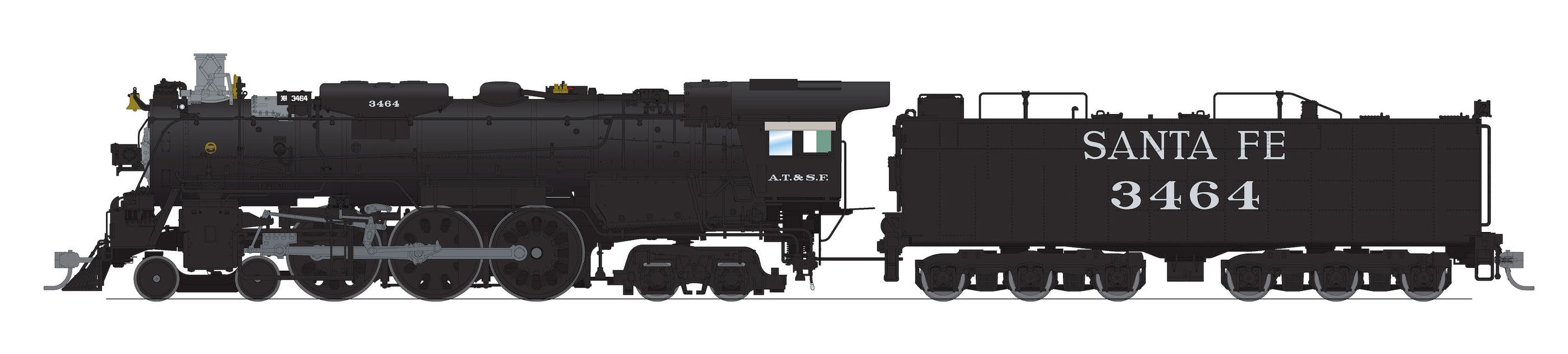 8864 ATSF 3460 Class 4-6-4, #3464, Post-1942, Paragon4 Sound/DC/DCC, S
