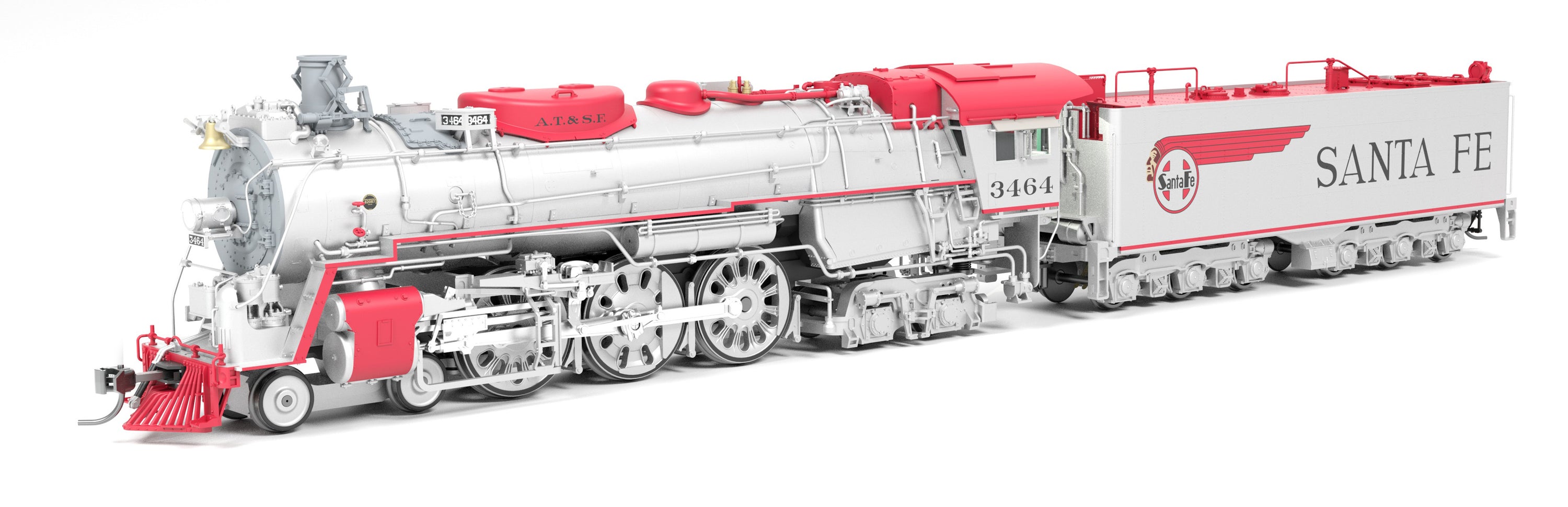 8867 ATSF 3460 Class 4-6-4, #3464, Aluminum Shadowline Fantasy Scheme,