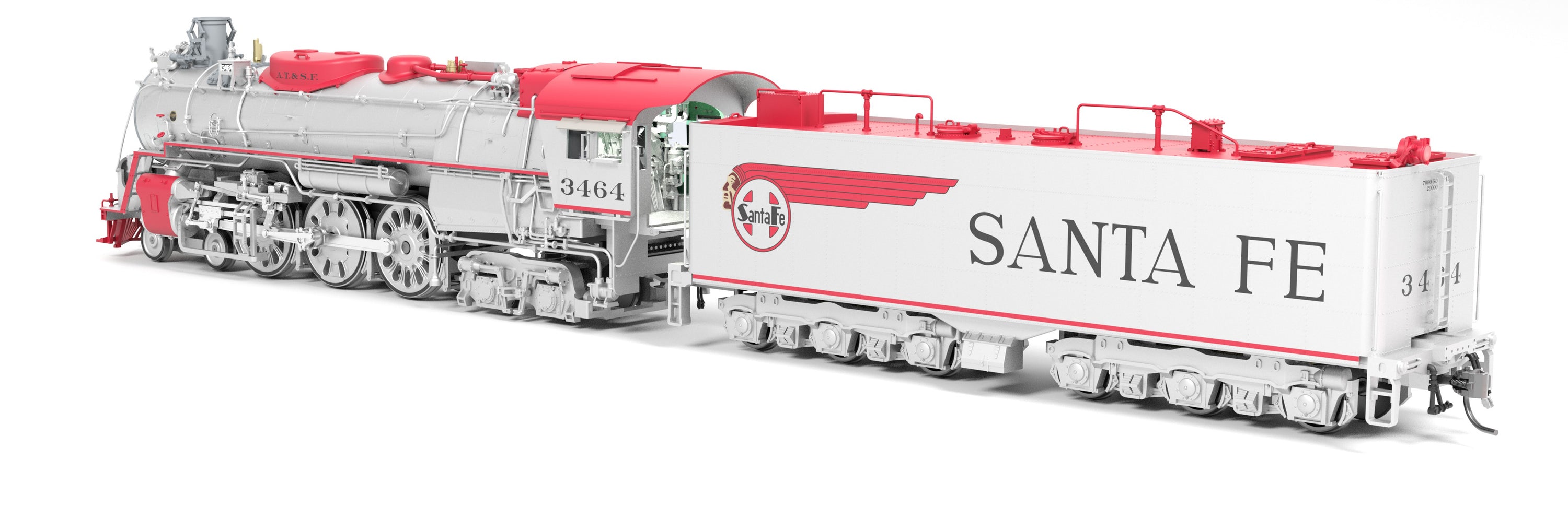 8867 ATSF 3460 Class 4-6-4, #3464, Aluminum Shadowline Fantasy Scheme,