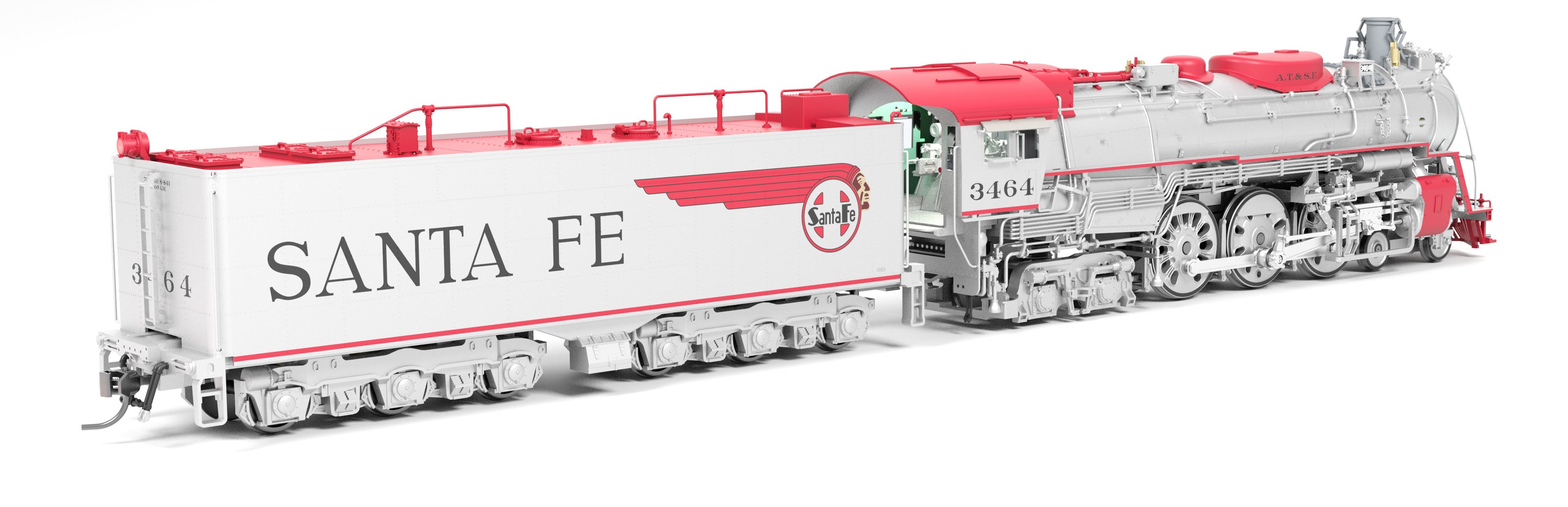 8867 ATSF 3460 Class 4-6-4, #3464, Aluminum Shadowline Fantasy Scheme,