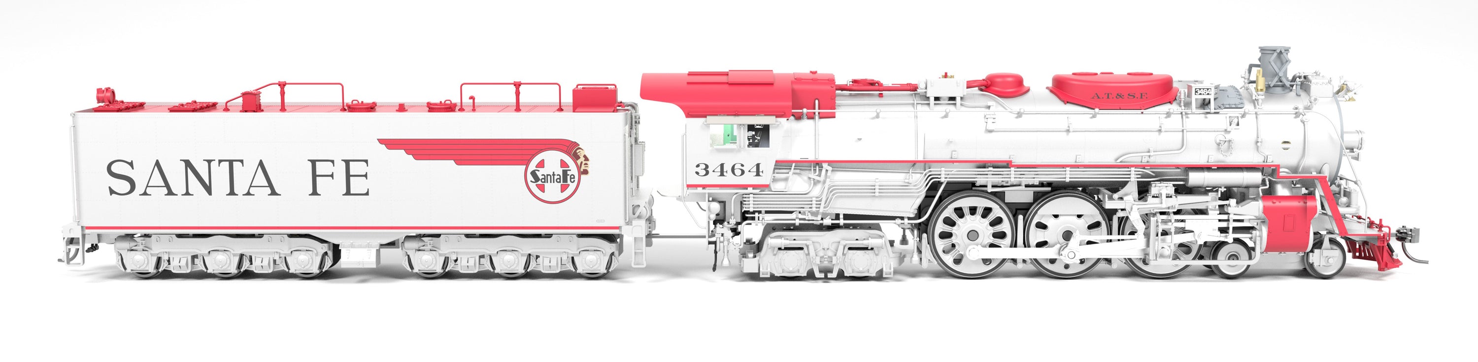 8867 ATSF 3460 Class 4-6-4, #3464, Aluminum Shadowline Fantasy Scheme,