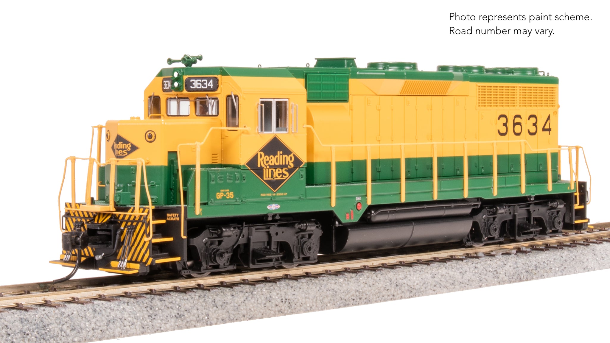 8944 EMD GP35, RDG 3634, Yellow & Green, No-Sound / DCC-Ready, HO