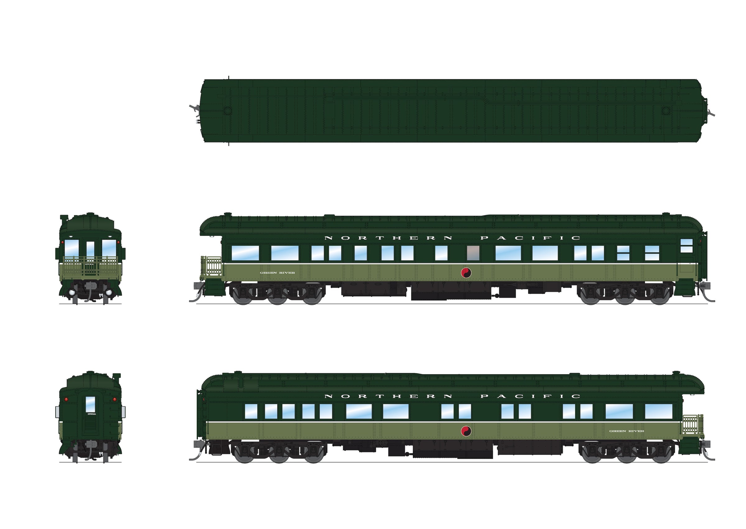 9102 NP Heavyweight 5-Car Passenger Set, Loewy Two-Tone Green, (#1195,