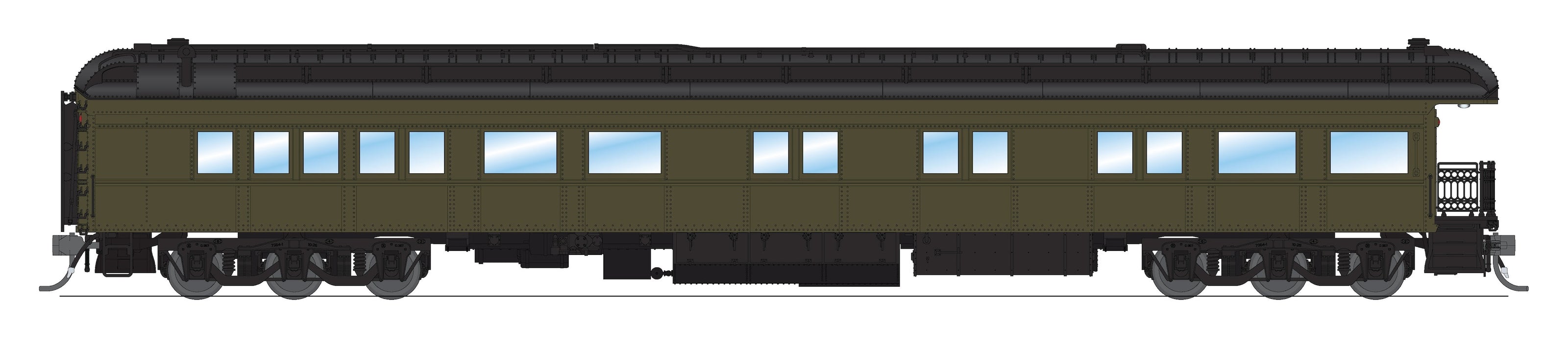 8960 Unlettered Business Car, Pullman Green w/ Clerestory Roof, HO Sca