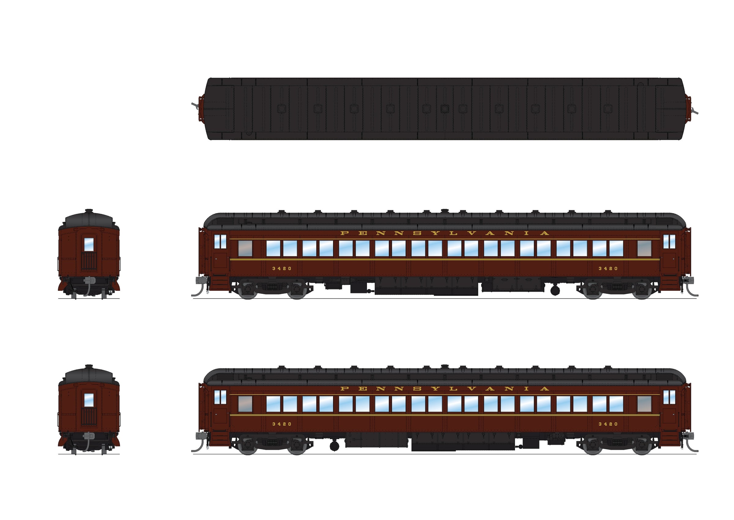 8965 PRR Heavyweight 5-Car Passenger Set, Late 1940's Era, HO (PB70 #4