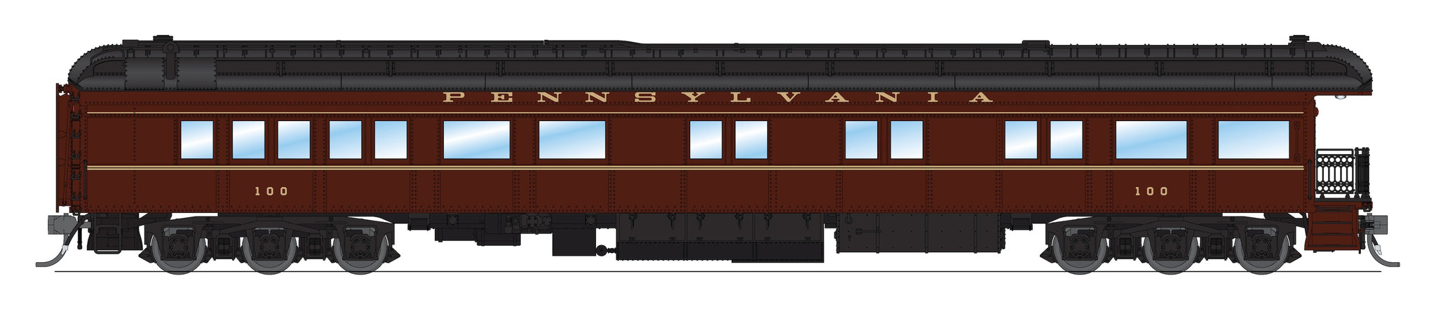 8973 Z74D Business Car, PRR 100, 1950's Appearance, HO Scale