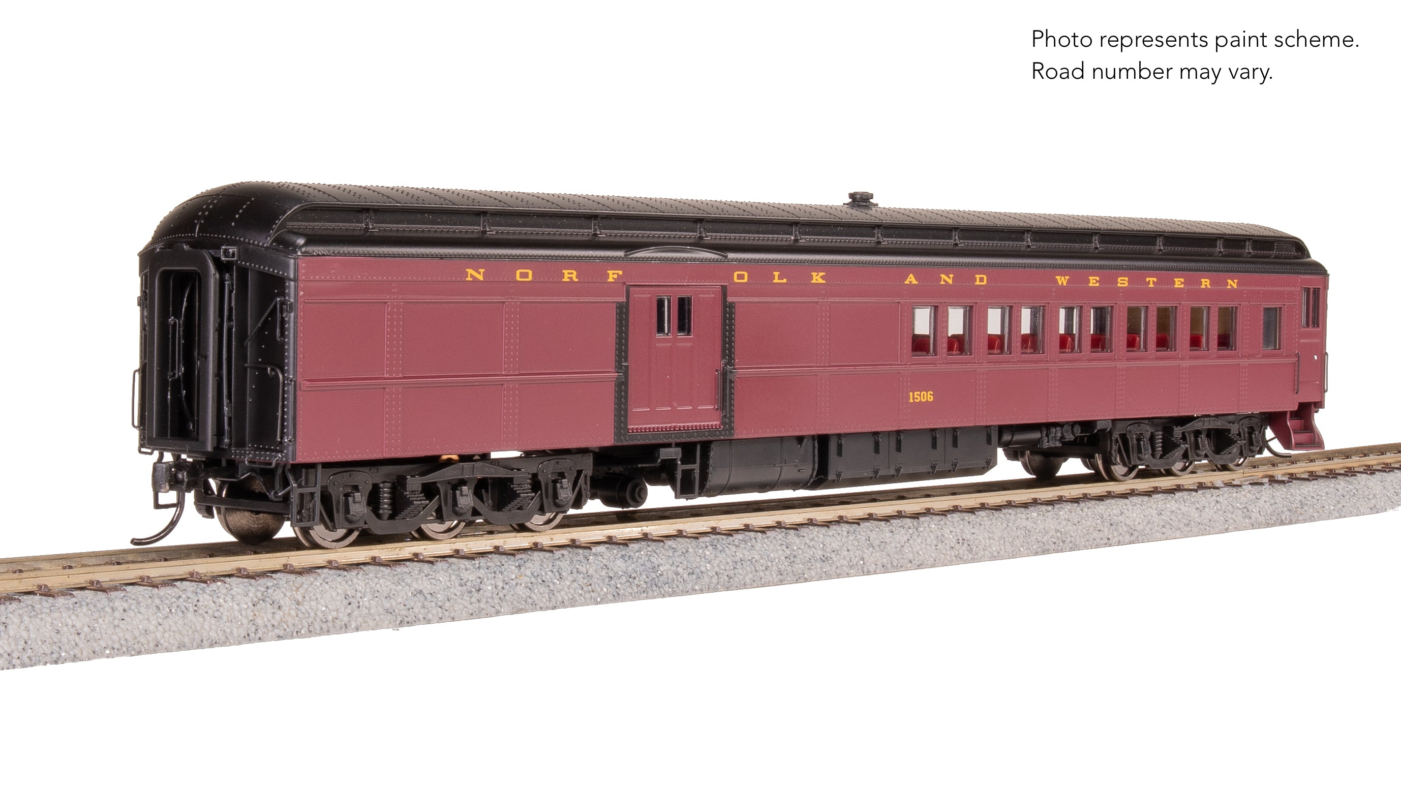 9118 N&W Coach-Baggage Combine, #1506, Tuscan w/ Gold, HO Scale