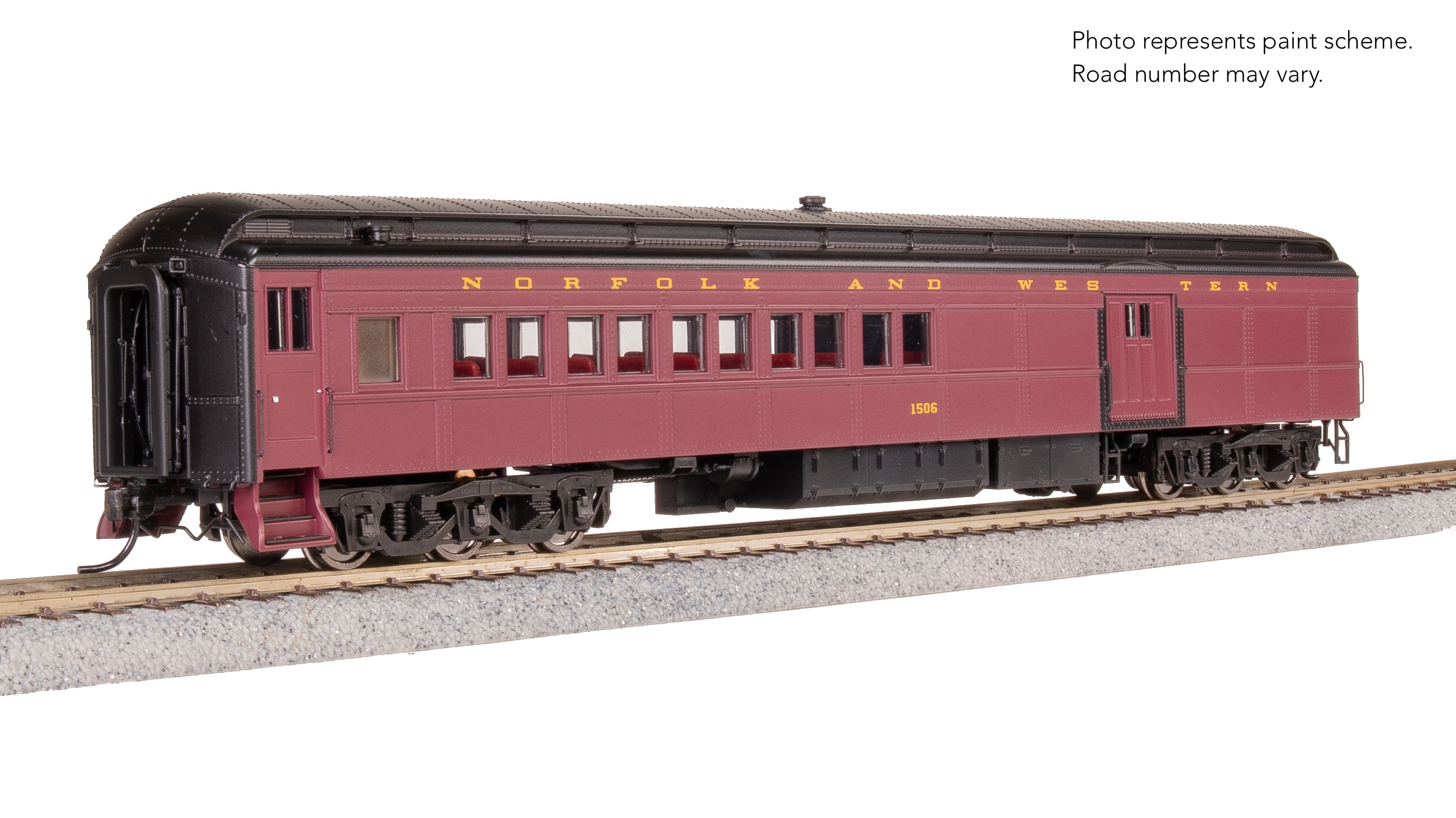 9118 N&W Coach-Baggage Combine, #1506, Tuscan w/ Gold, HO Scale
