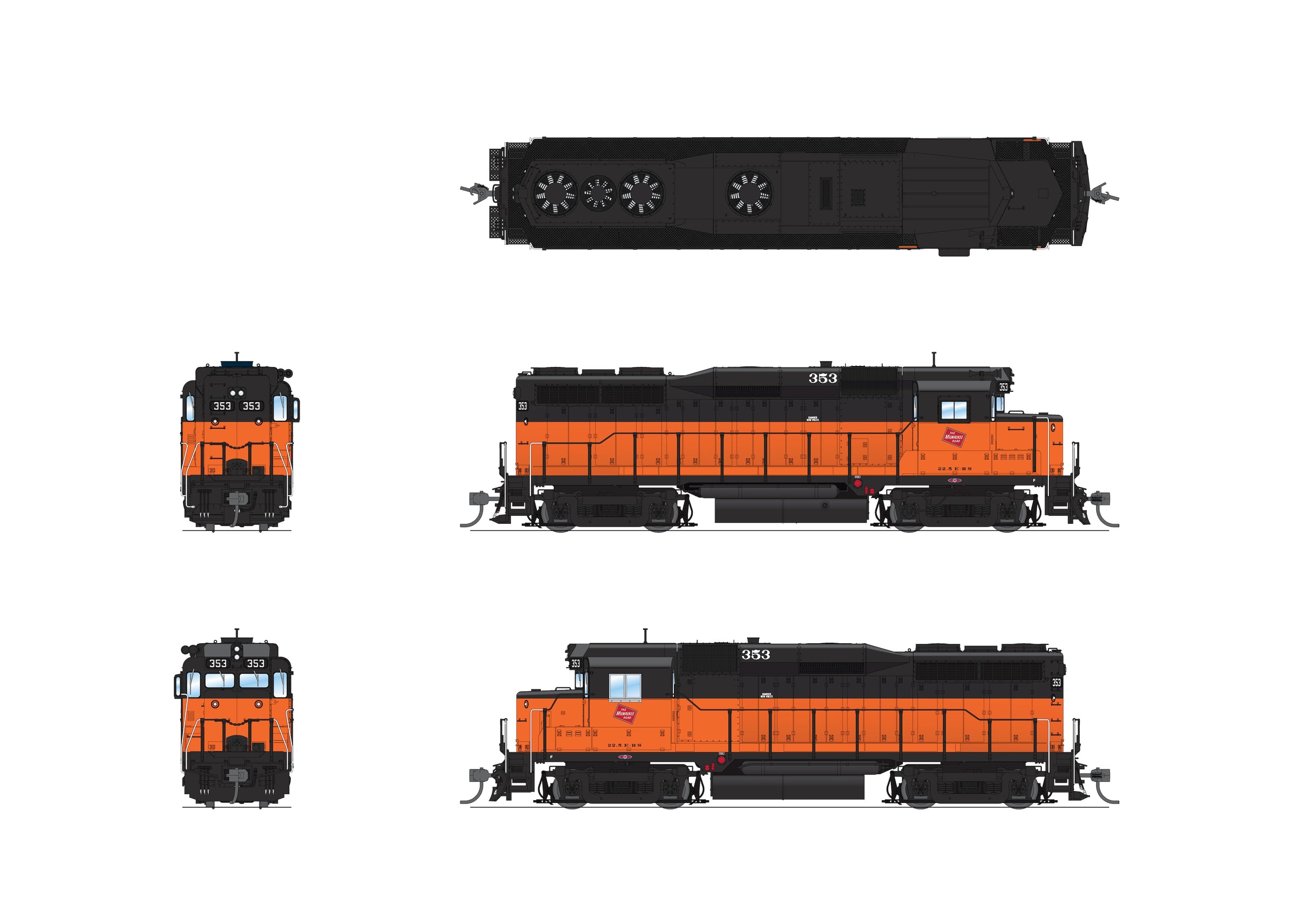9137 EMD GP30, MILW 353, Orange & Black, Paragon4 Sound/DC/DCC, HO