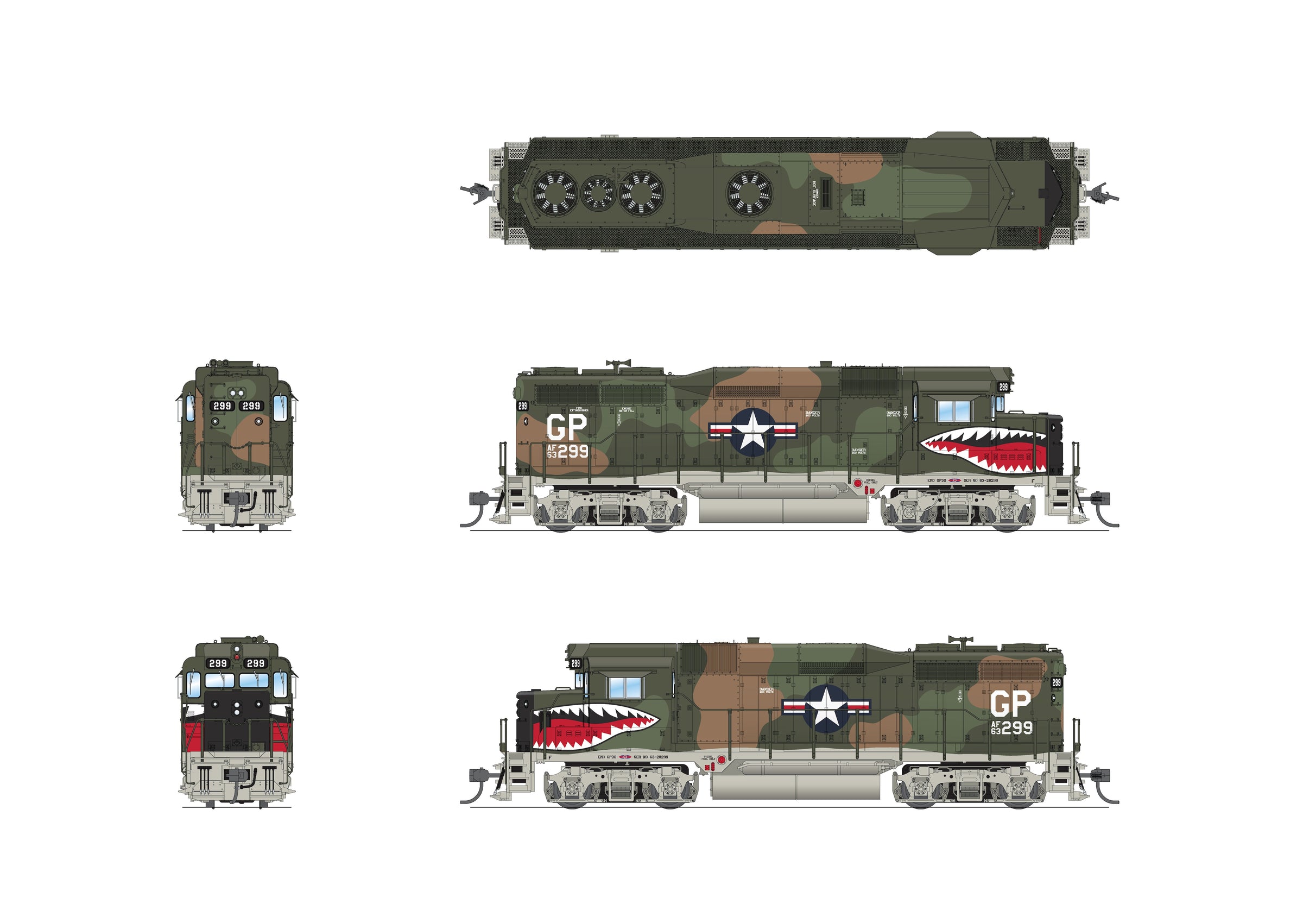 9144 EMD GP30, US Army Fantasy Paint, Paragon4 Sound/DC/DCC, HO (Train