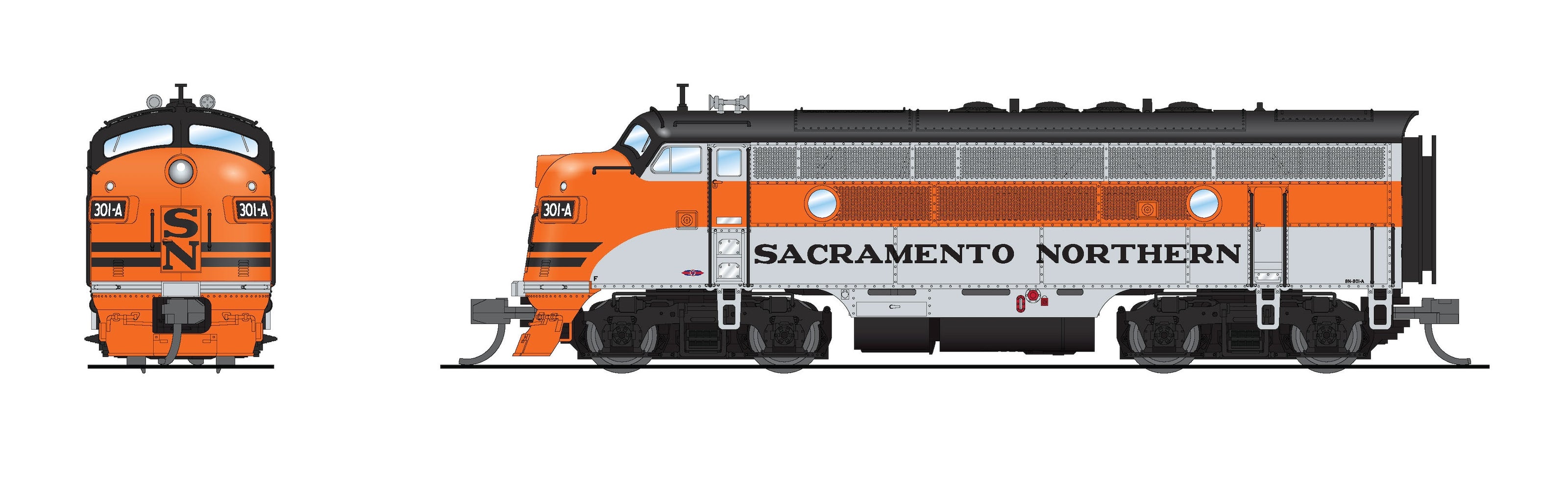 9216 EMD F3A, SN 301-A, Stainless & Orange, Paragon4 Sound/DC/DCC, N