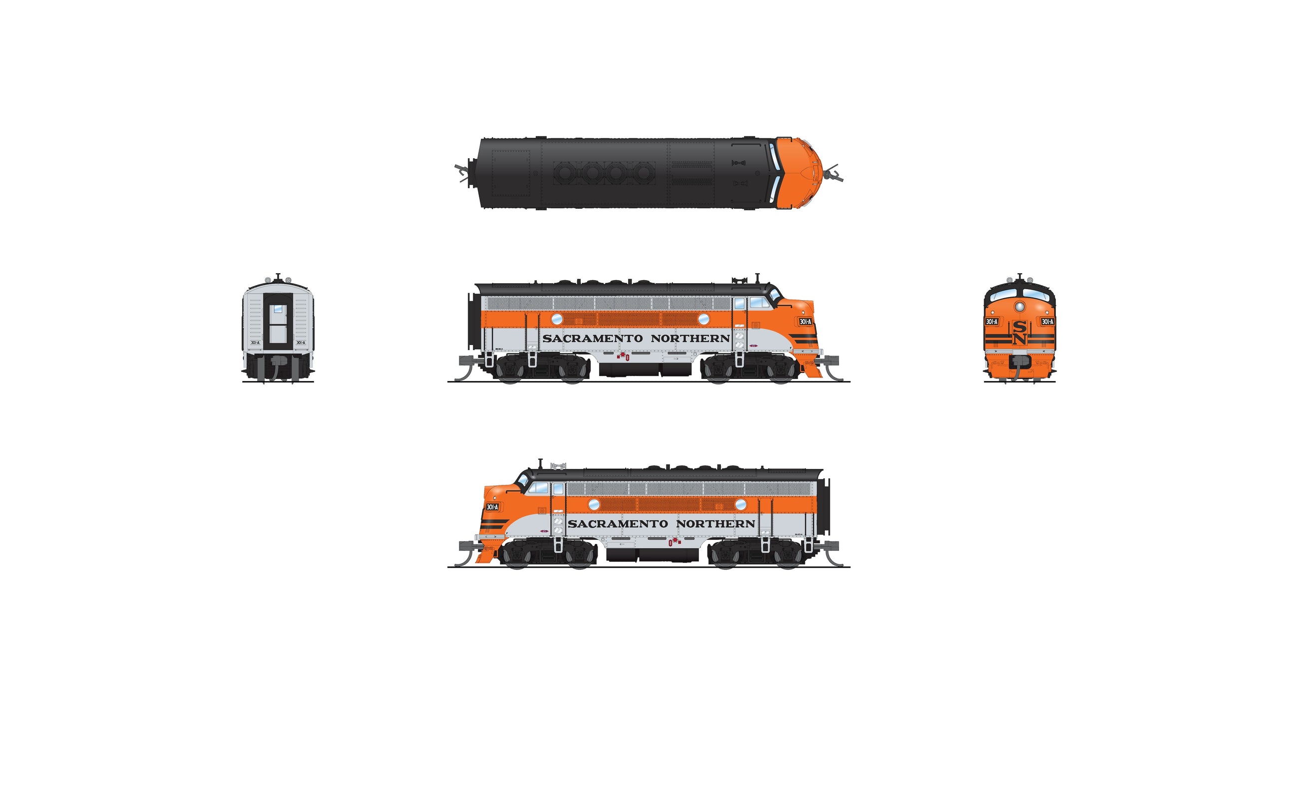 9216 EMD F3A, SN 301-A, Stainless & Orange, Paragon4 Sound/DC/DCC, N