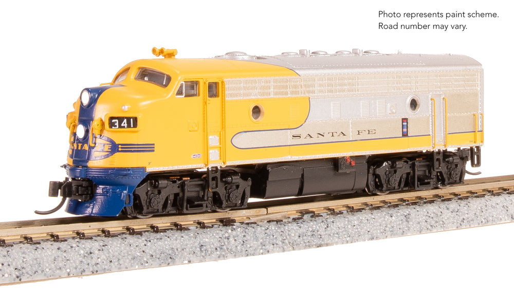 9277 EMD F7A, ATSF 344, Yellow Warbonnet, No-Sound / DCC-Ready, N