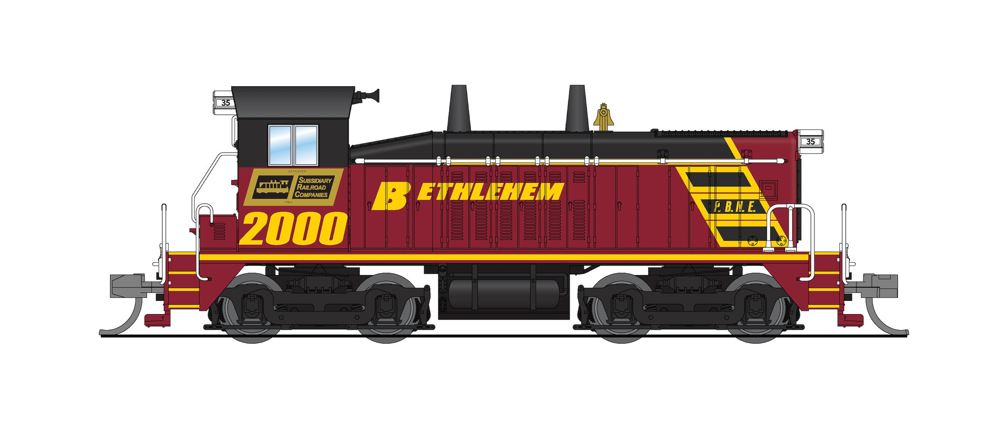 9366 EMD SW9 Switcher, PBNE 2000, Red/Black/Yellow, Paragon4 Sound/DC/